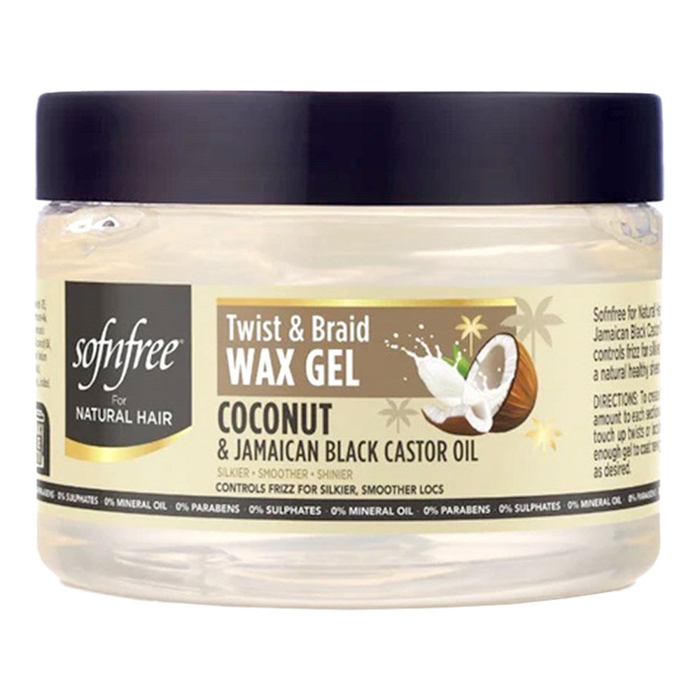 SOFN'FREE Coconut & Jamaican Black Castor Oil Twist & Braid Wax Gel (8